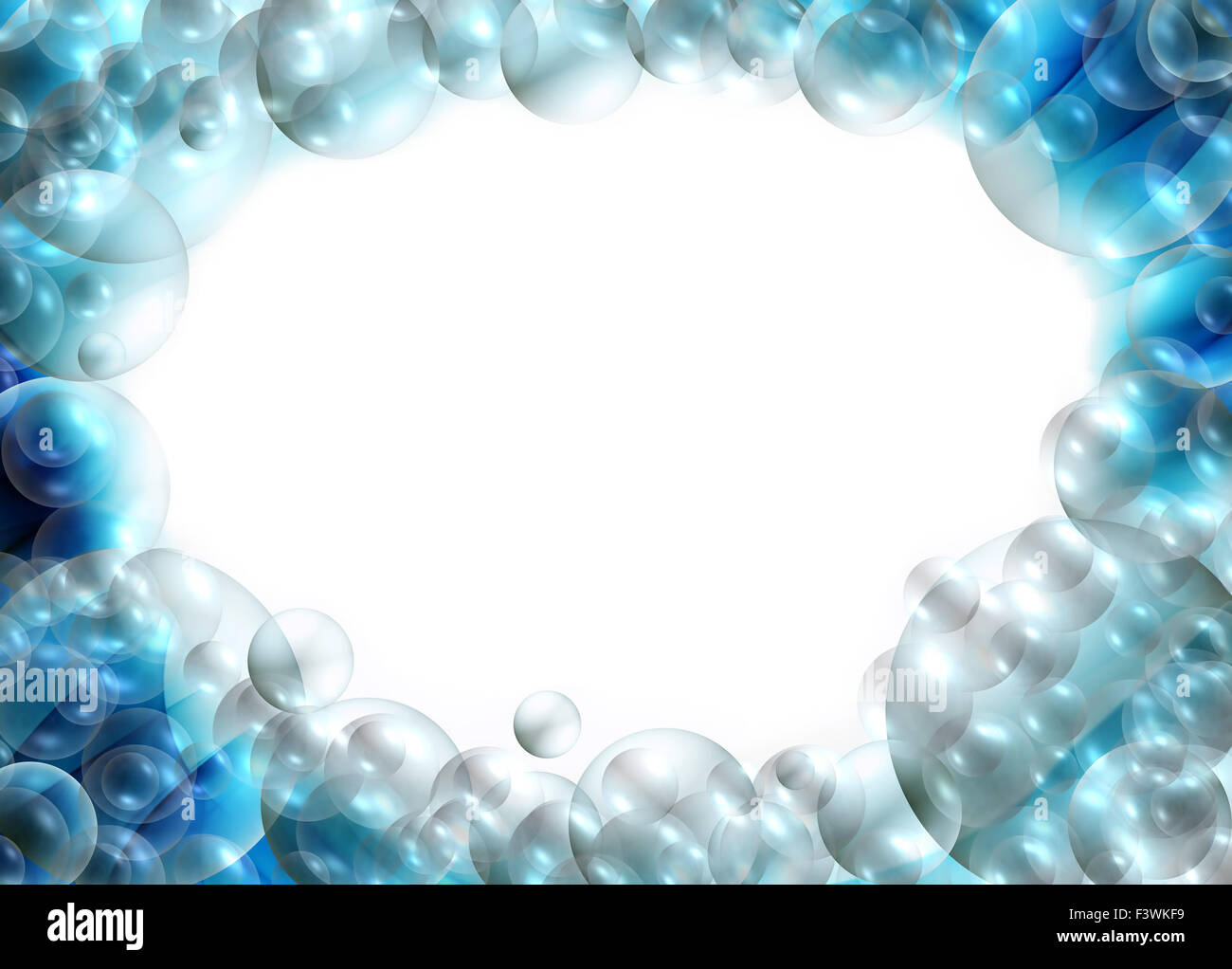 Blue sparkling bubbles frame Stock Photo - Alamy