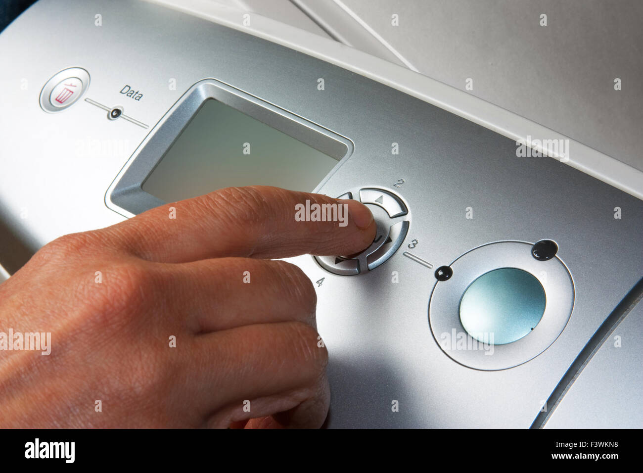 finger presses the button Stock Photo - Alamy