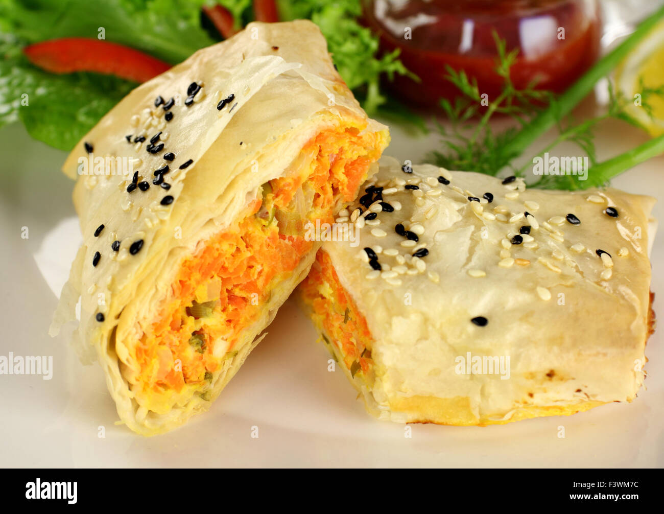 Feta Filo Rolls Stock Photo - Alamy