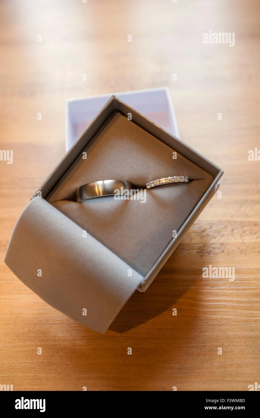 Wedding rings in the box Stock Photo - Alamy