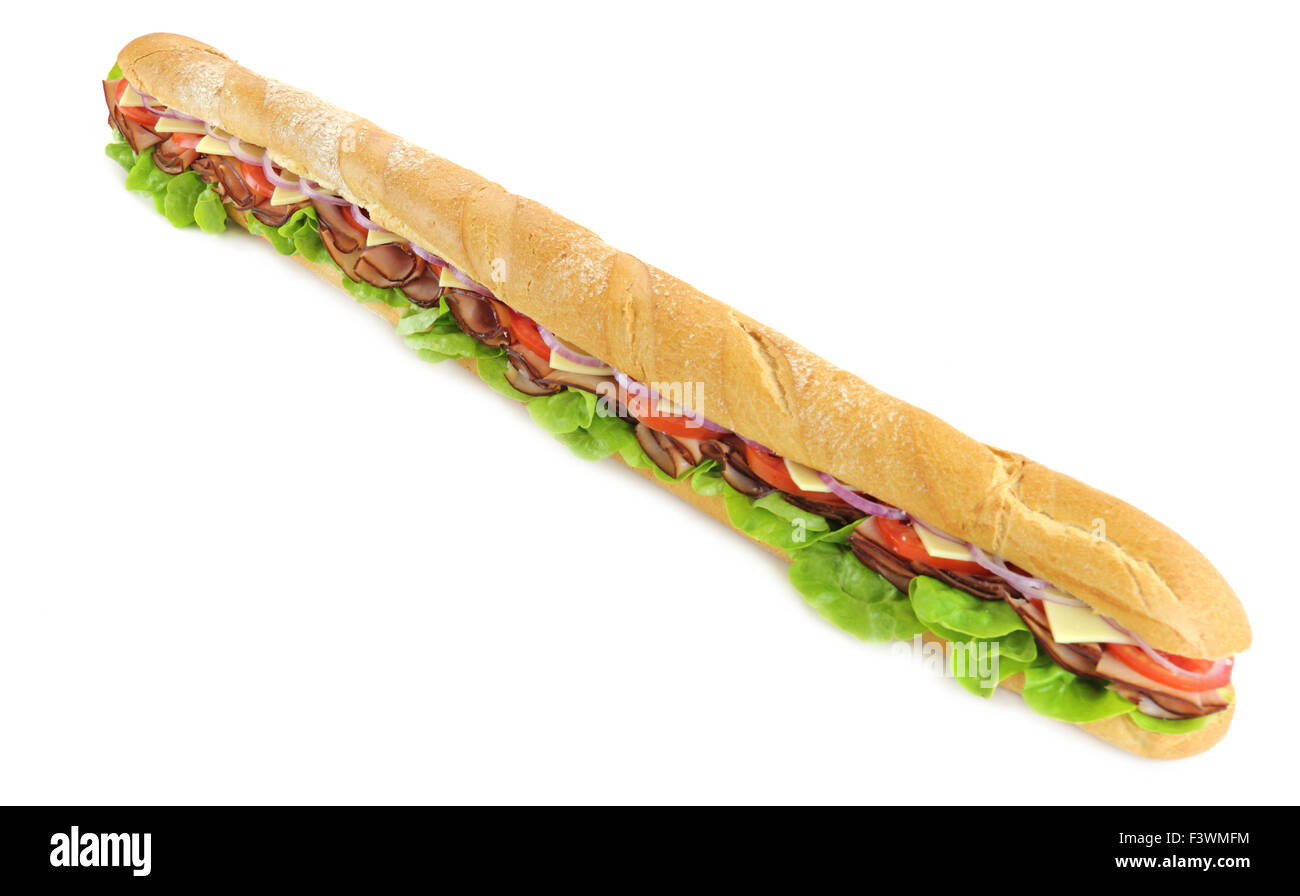 Giant Ham And Salad Sub Stock Photo - Alamy
