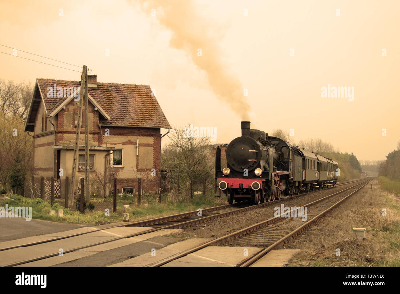 Old retro steam train Stock Photo - Alamy