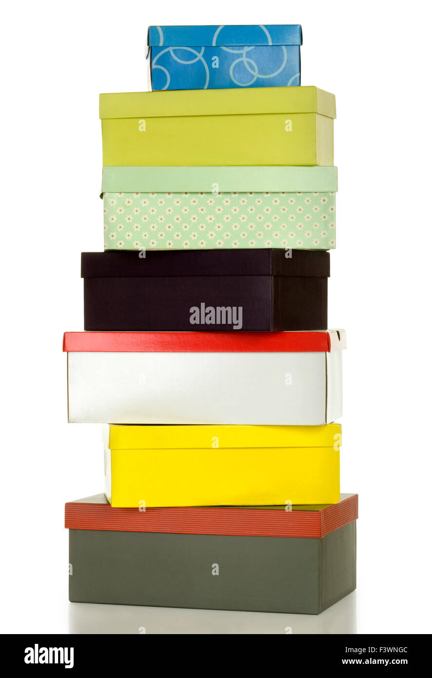 Pyramid of colorful boxes Stock Photo - Alamy