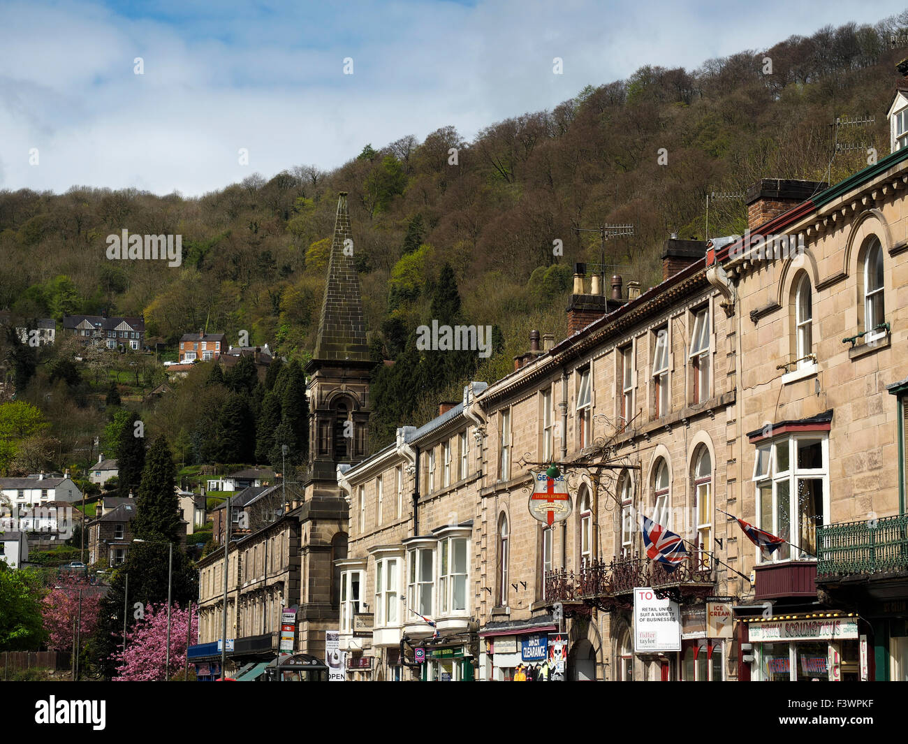 Matlock town on the river Derwent in the Peak District Derbyshire ...