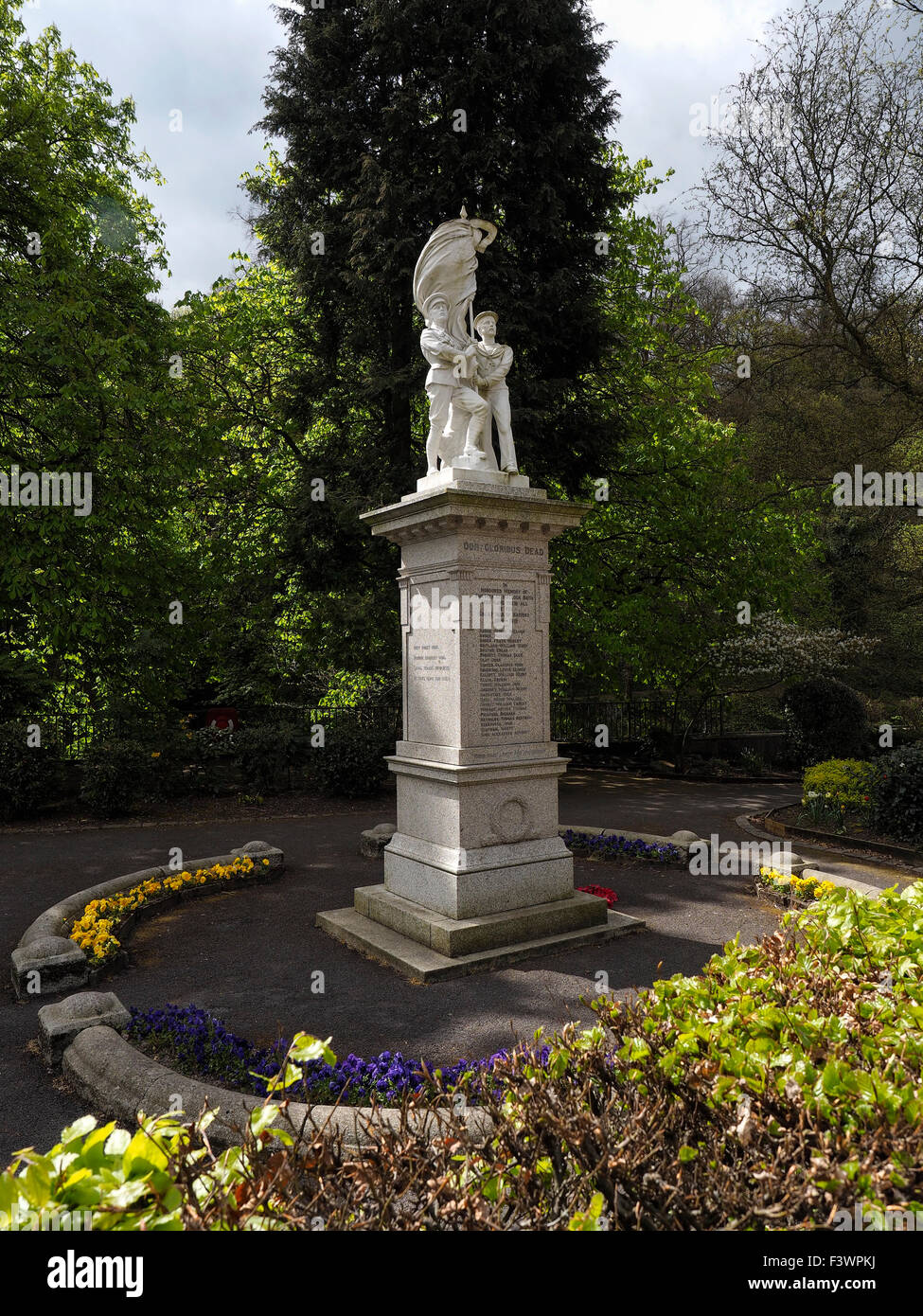 War memorial in Matlock town on the river Derwent in the Peak District ...