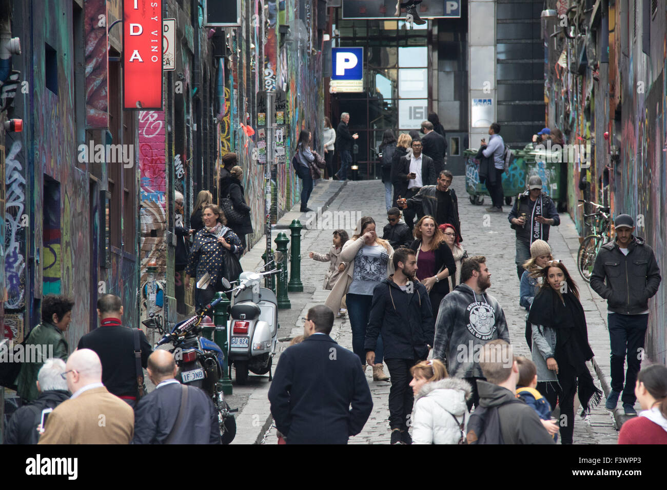 Hosier Lane in Melbourne, which is known for is street art and graffiti ...