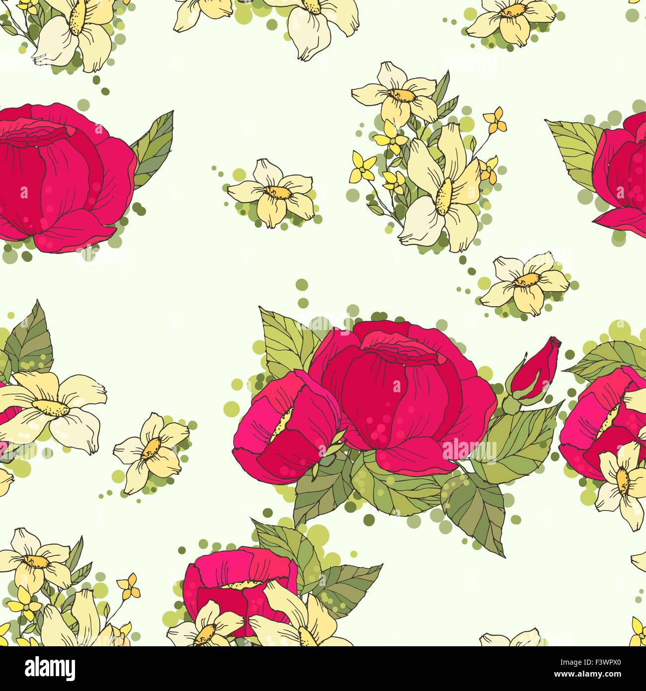 Seamless pattern with red peonies Stock Vector Image & Art - Alamy