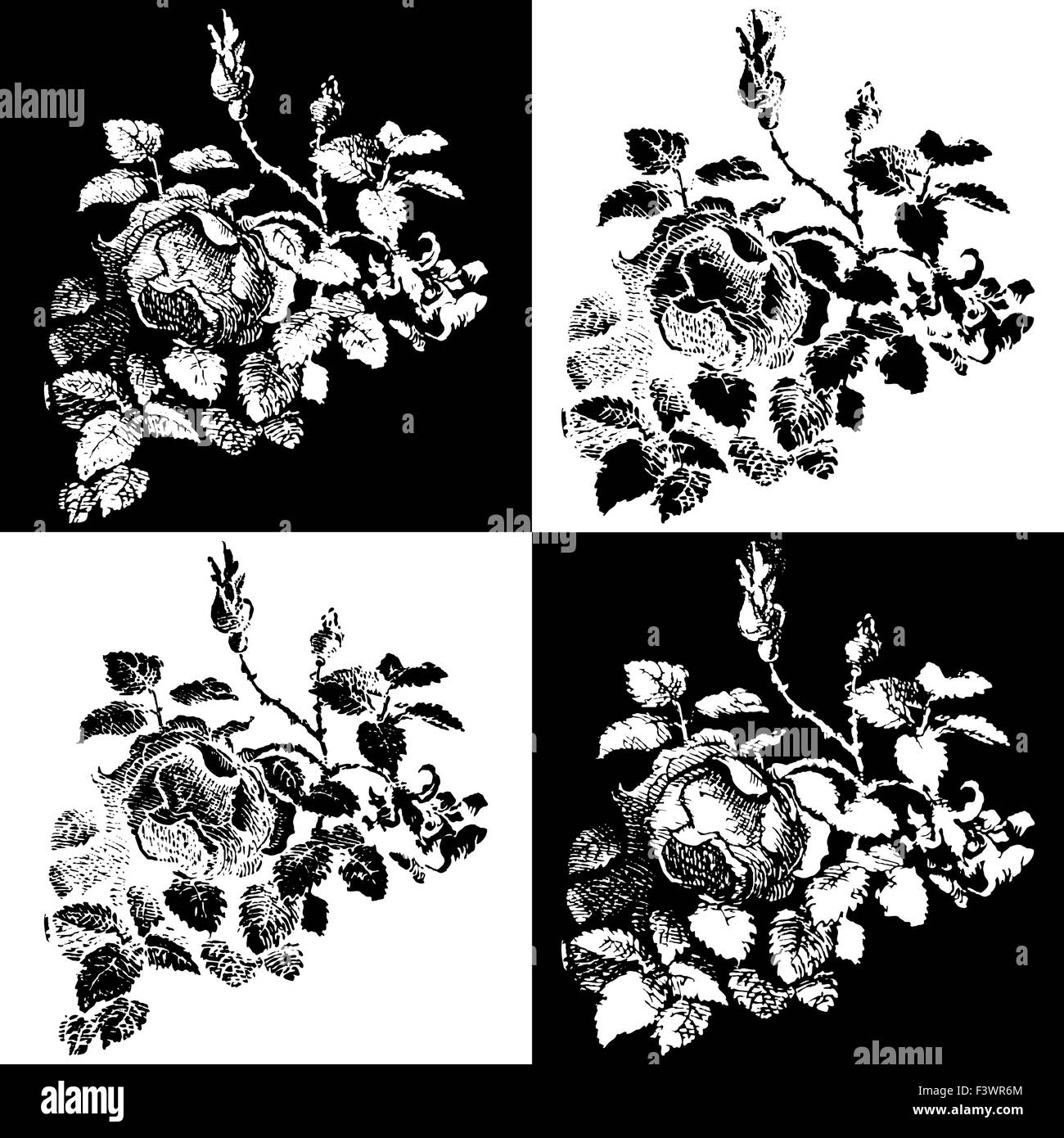 Black Vintage Rose Pattern