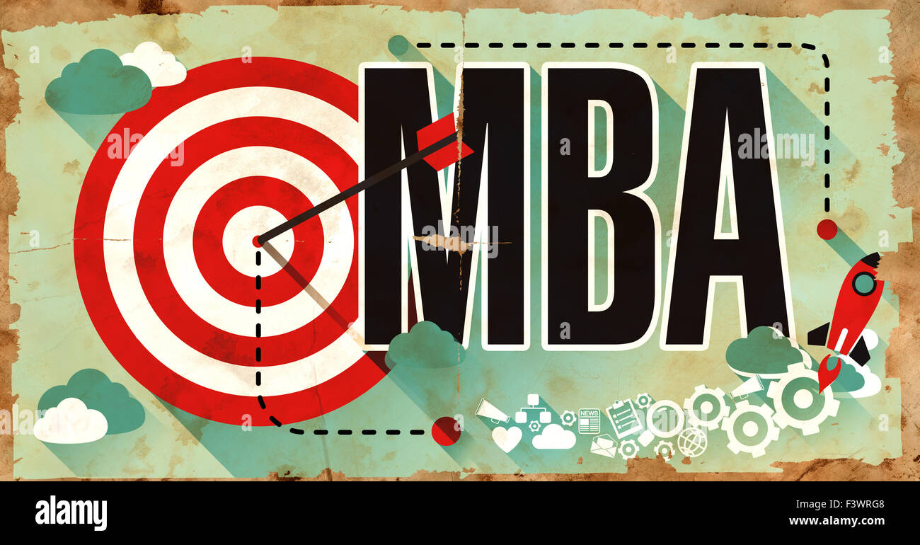 MBA - Word on Grunge Poster in Flat Design Stock Photo - Alamy