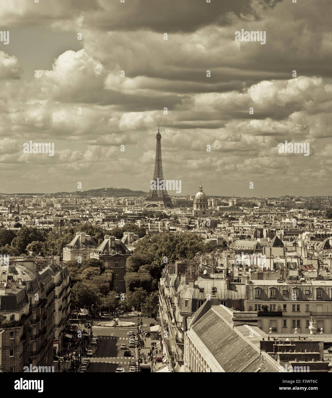 Paris Skyline - sepia toned Stock Photo - Alamy