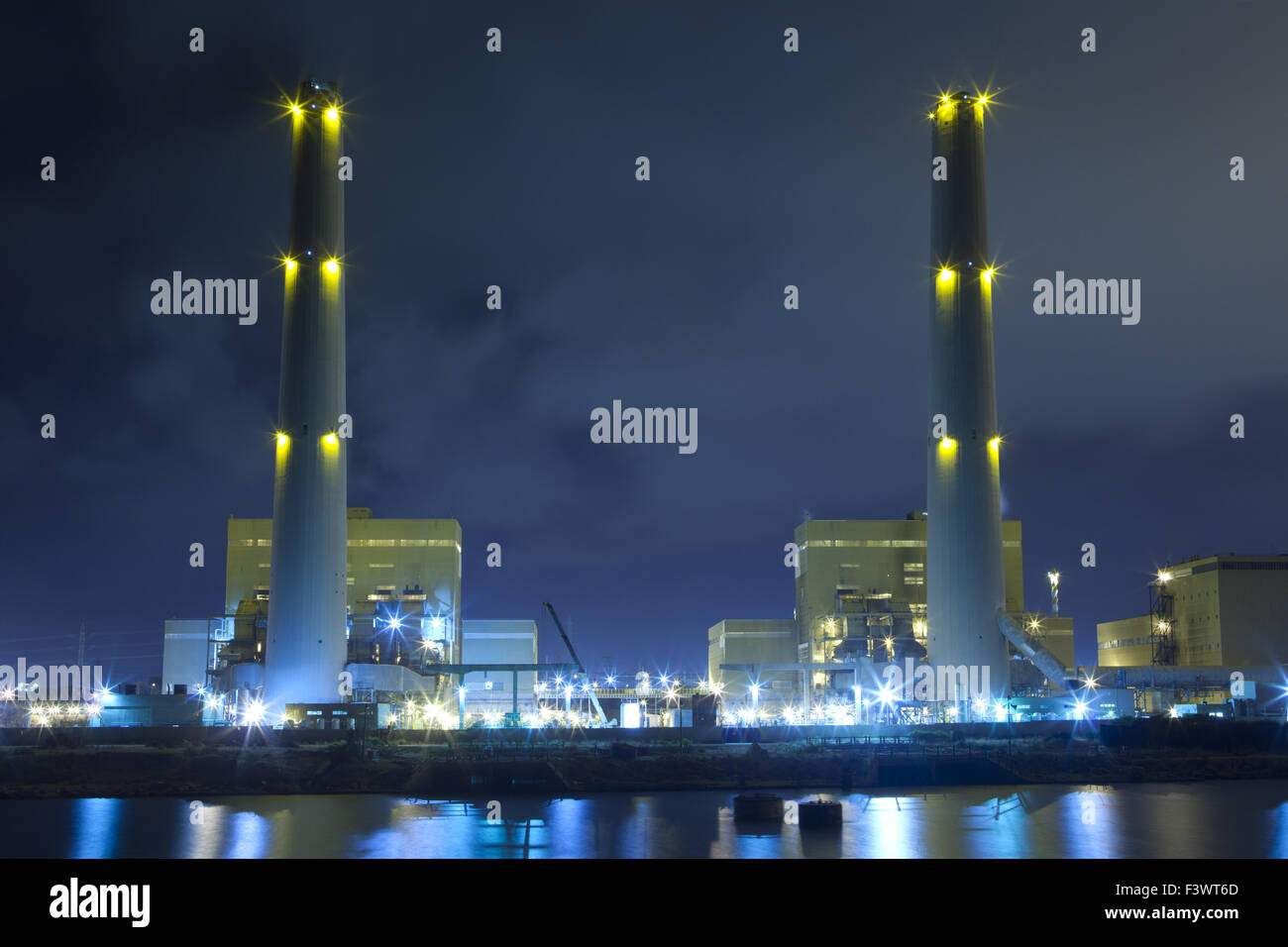 Power plant at night Stock Photo - Alamy
