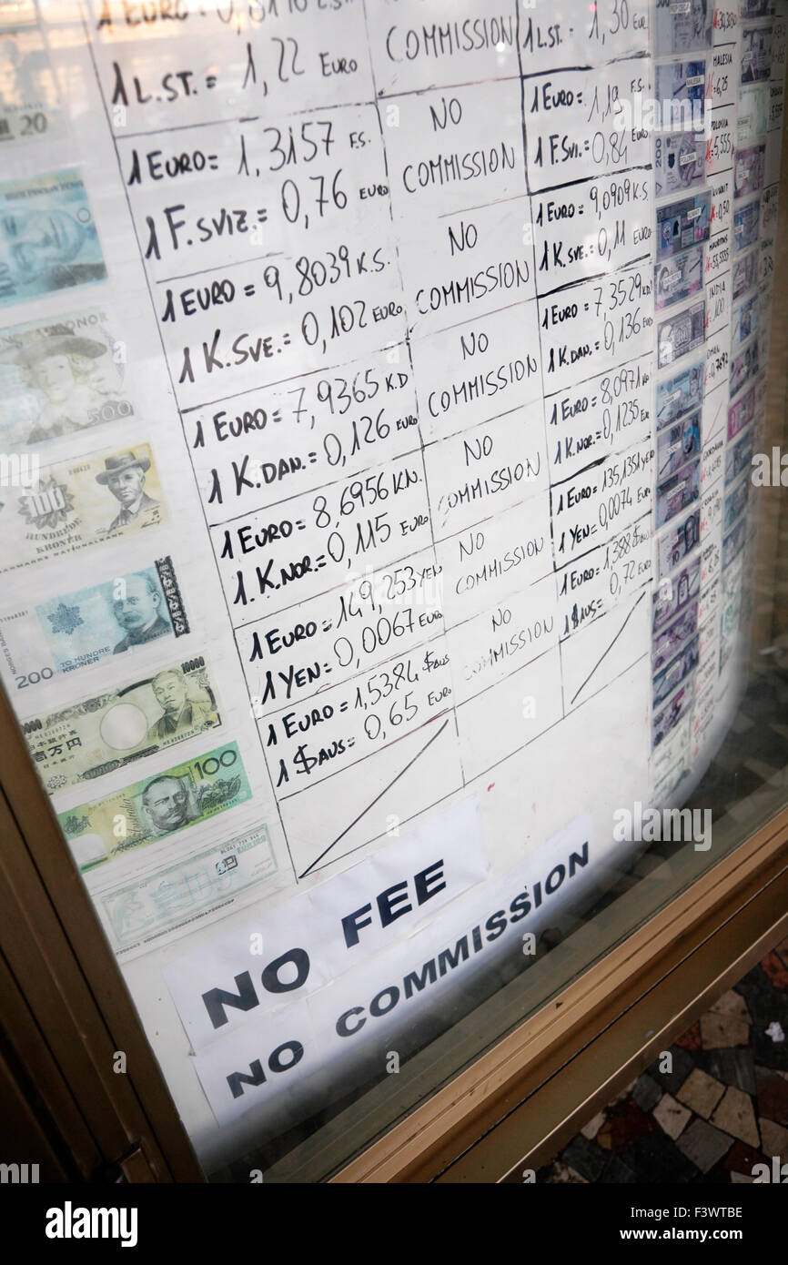 Foreign exchange sign in Rome, Italy for multiple currencies against ...