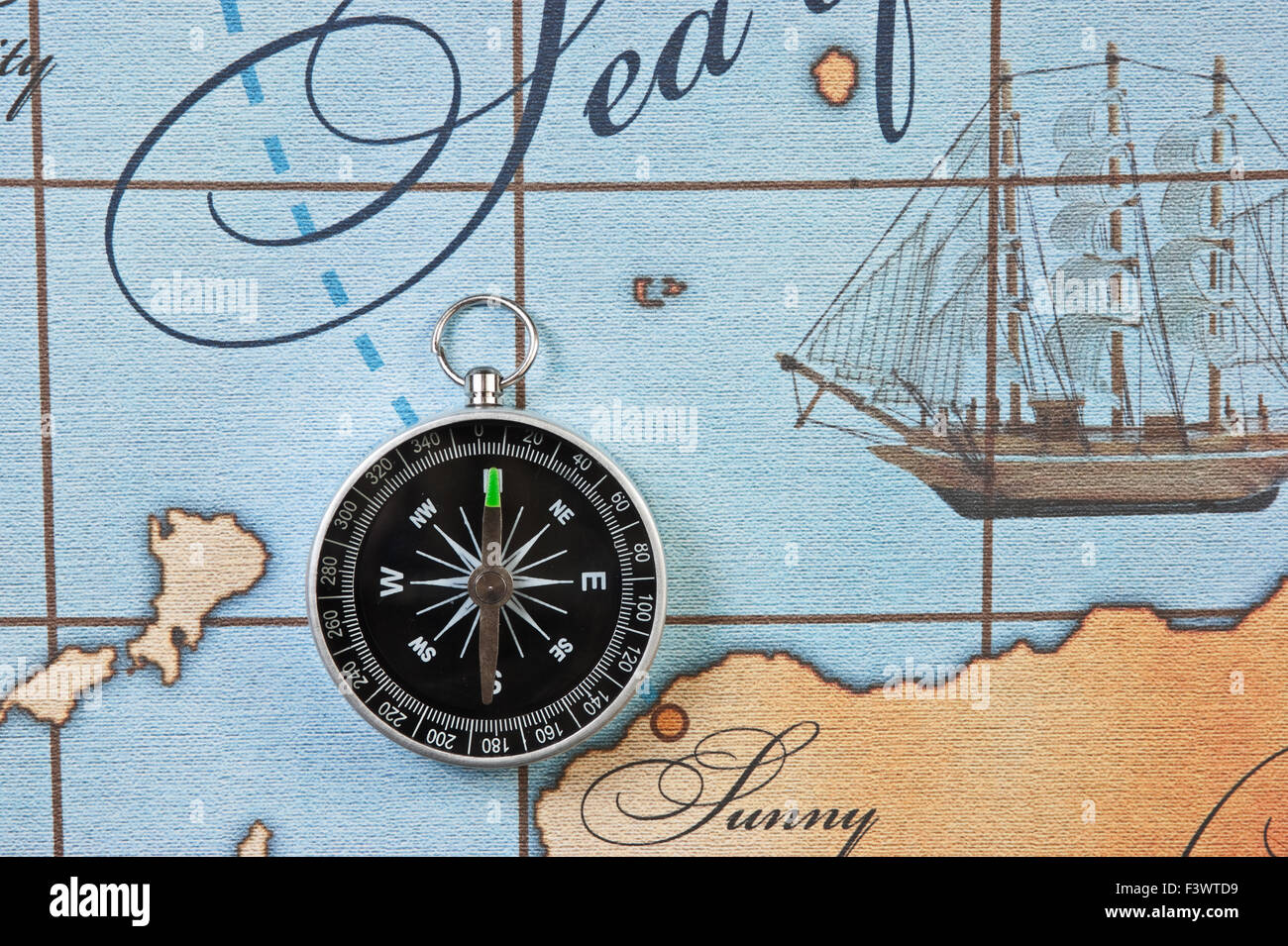 compass on map Stock Photo - Alamy