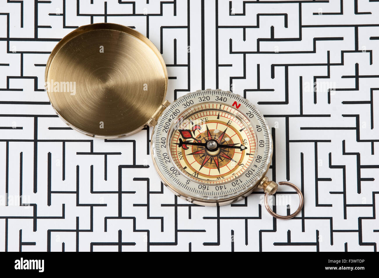 compass on background of the labyrinth Stock Photo - Alamy