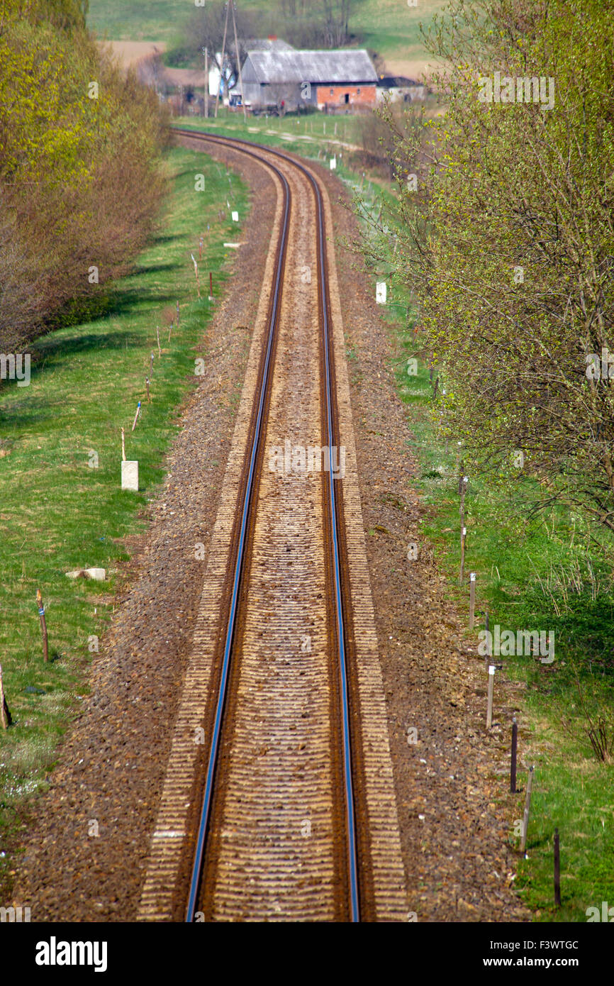 Aerial view of a railroad track Stock Photo - Alamy