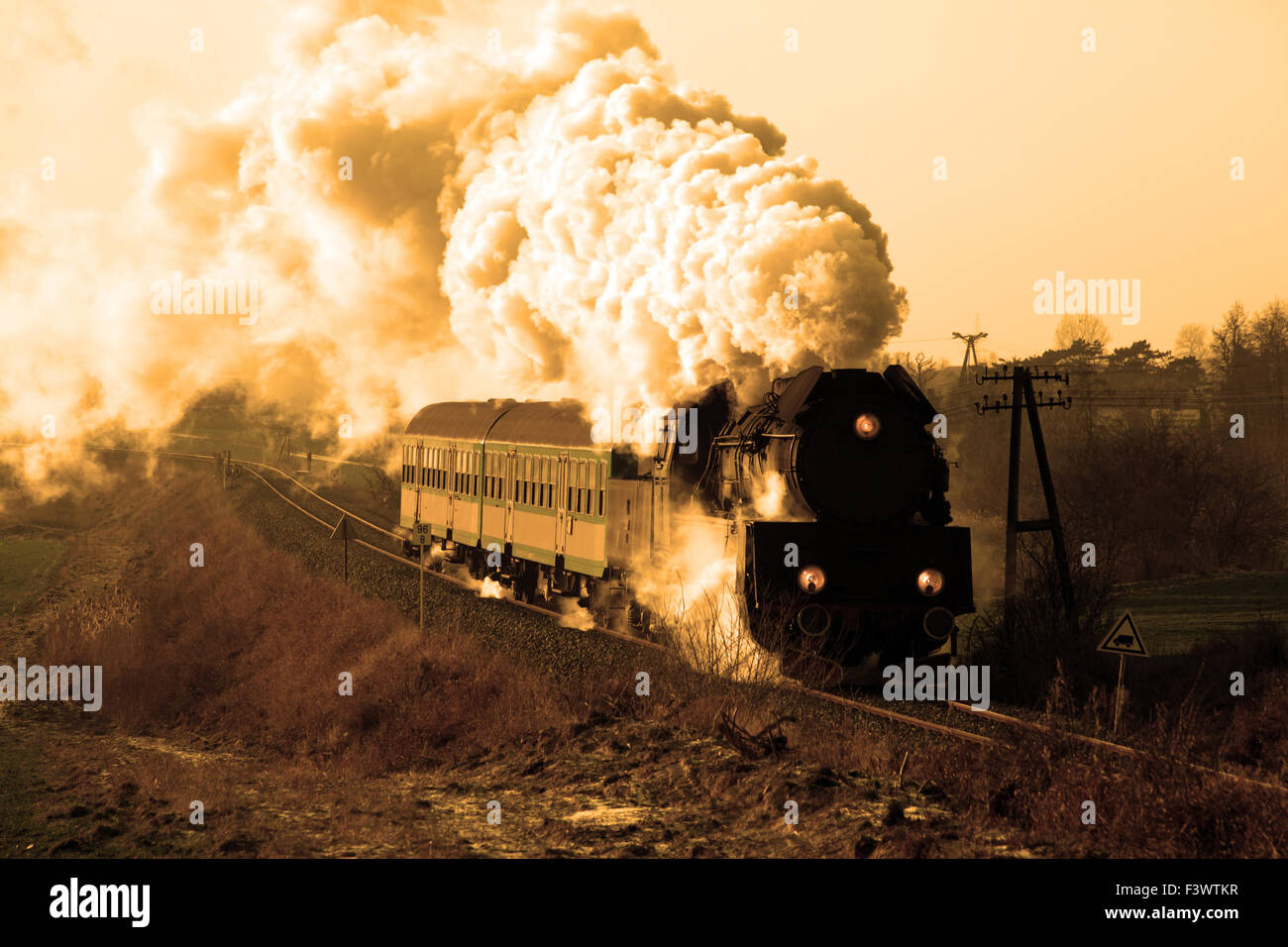Old retro steam train Stock Photo - Alamy