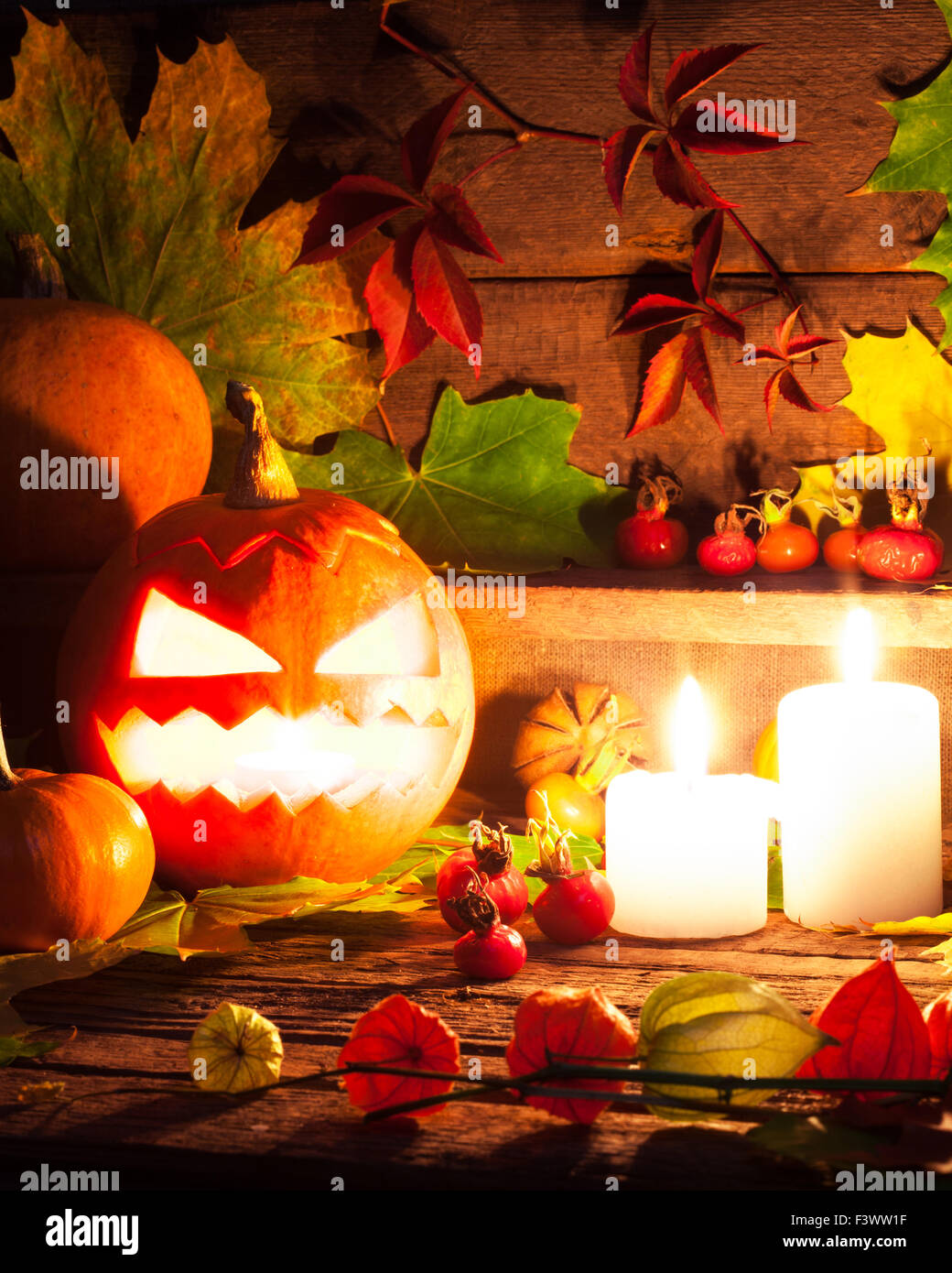 Halloween still life with pumpkins Stock Photo - Alamy