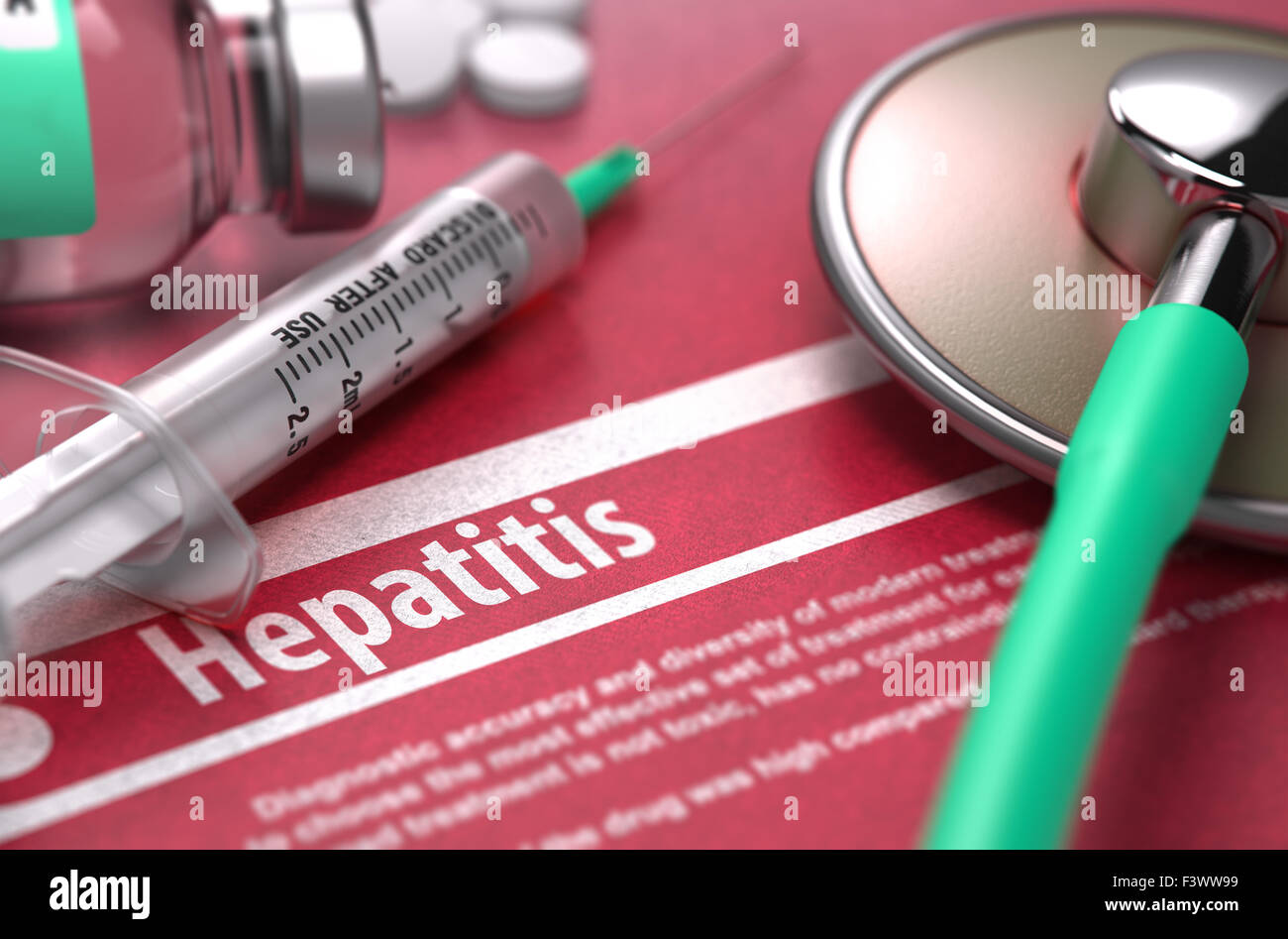Hepatitis. Medical Concept on Red Background Stock Photo - Alamy