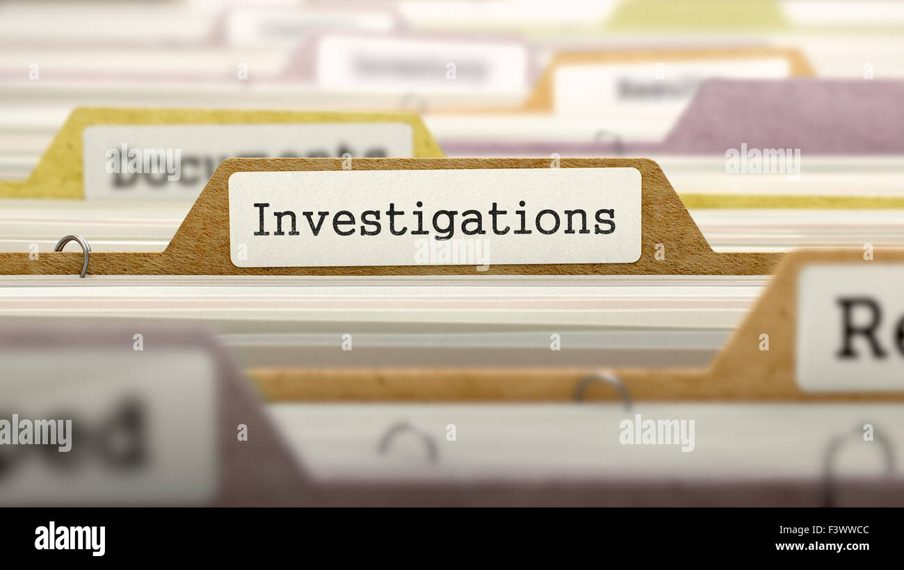 Investigations Concept on Folder Register Stock Photo - Alamy