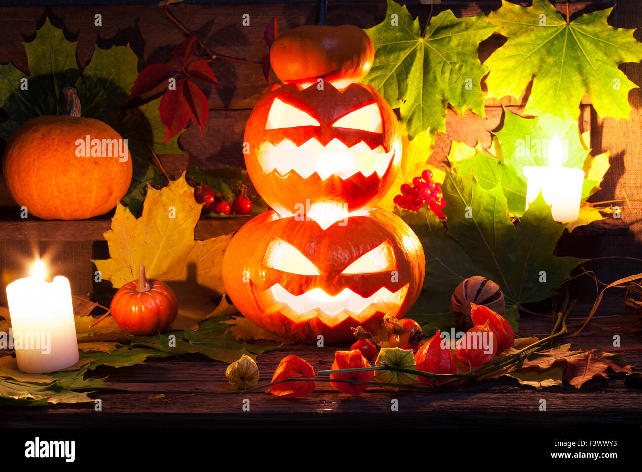 Halloween still life with pumpkins Stock Photo - Alamy