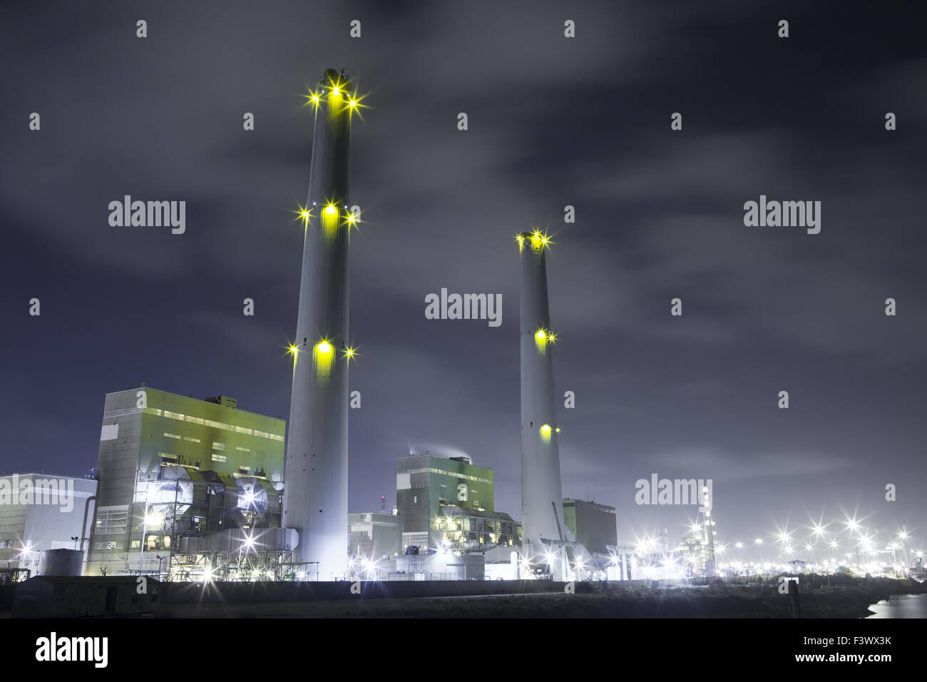 Power plant at night Stock Photo - Alamy