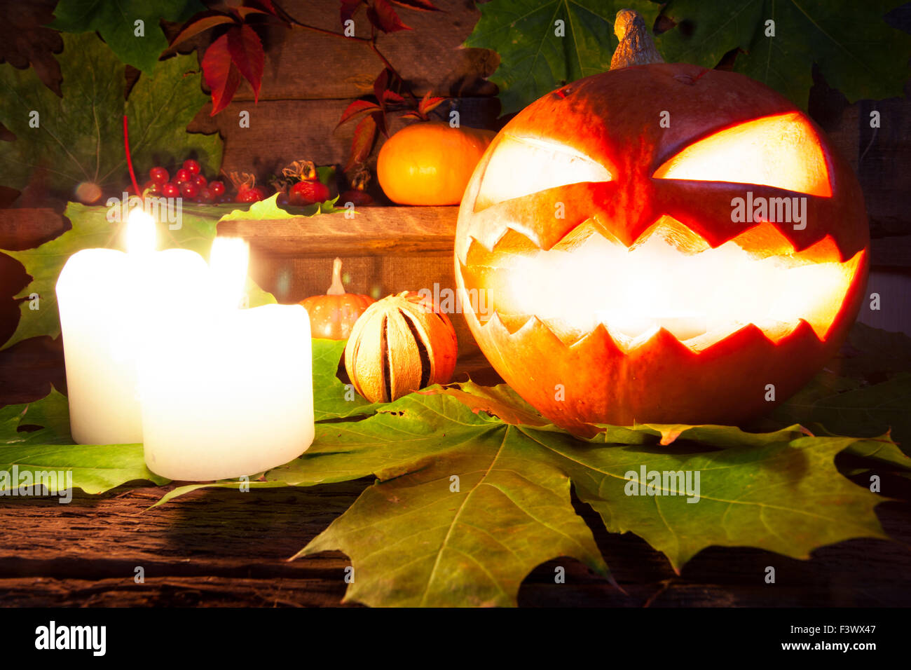 Halloween still life with pumpkins Stock Photo - Alamy