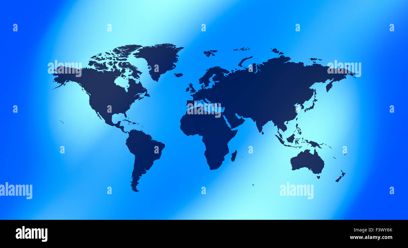 Blue presentation background world map Stock Photo - Alamy