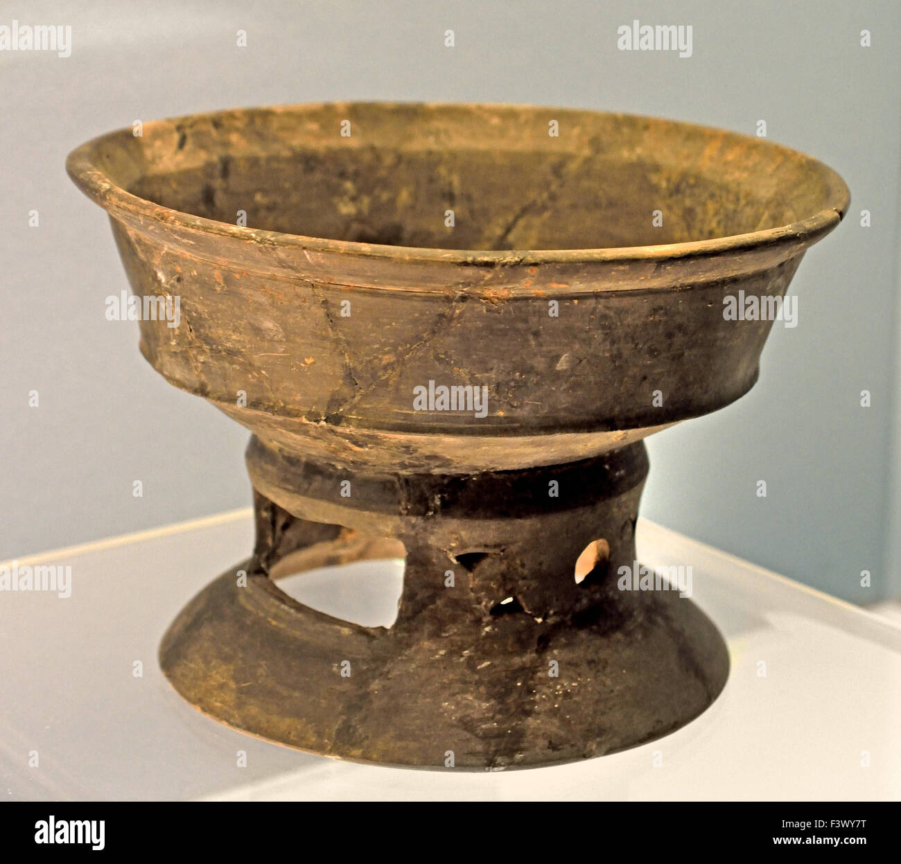 Black Pottery pot - Dou Stem Bowl with openwork stem ( Songze Culture ...