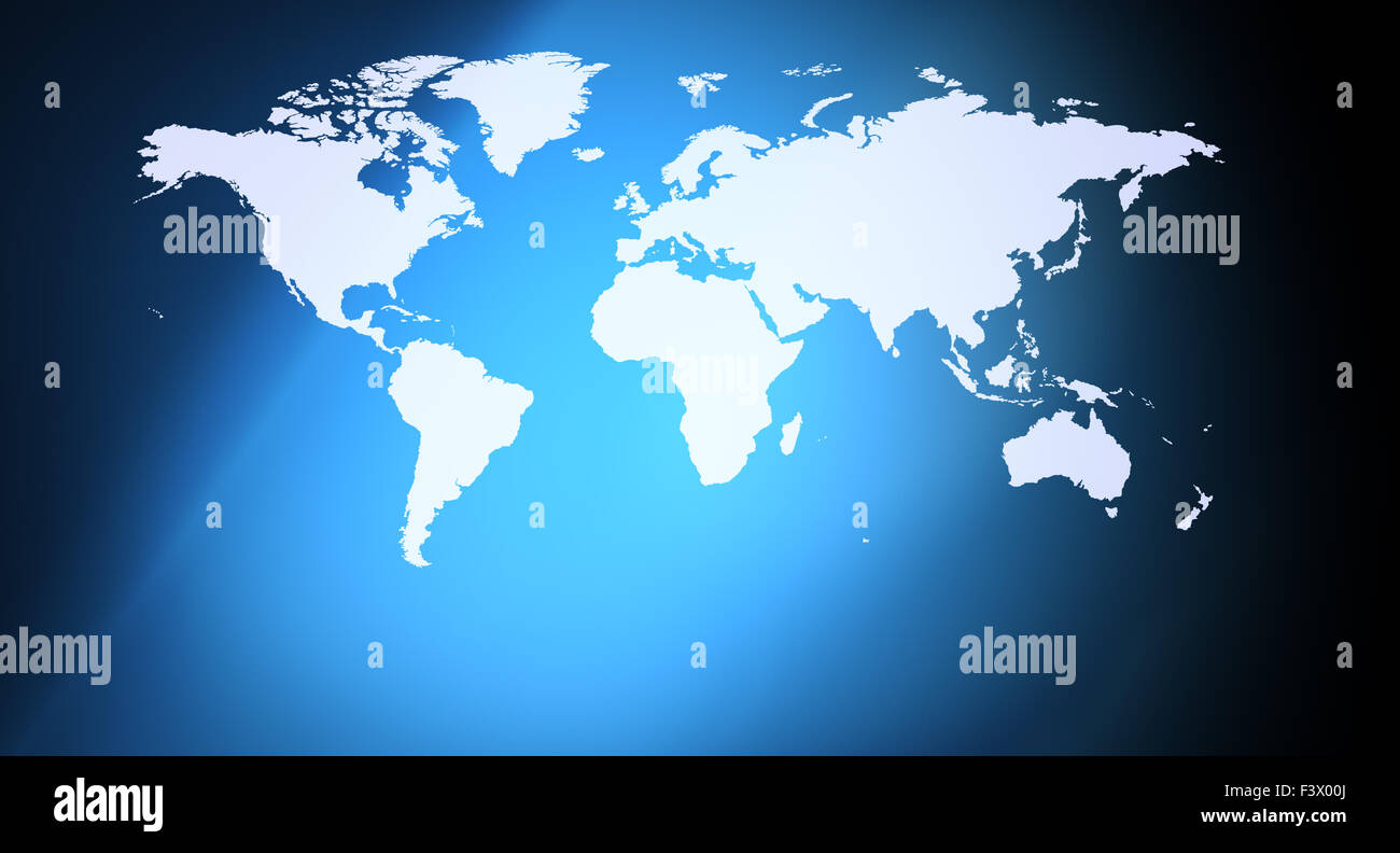 Blue title world map background Stock Photo - Alamy