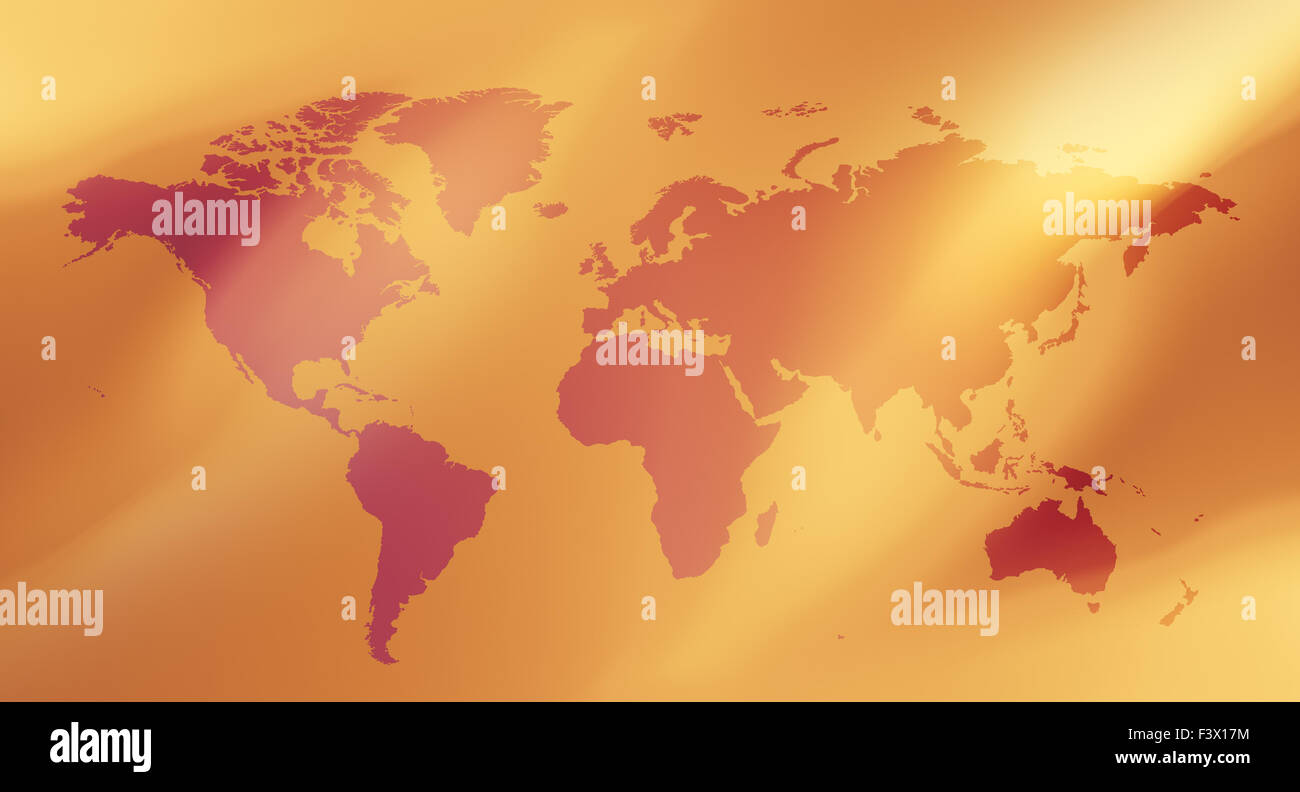 Golden background and blue world map Stock Photo - Alamy