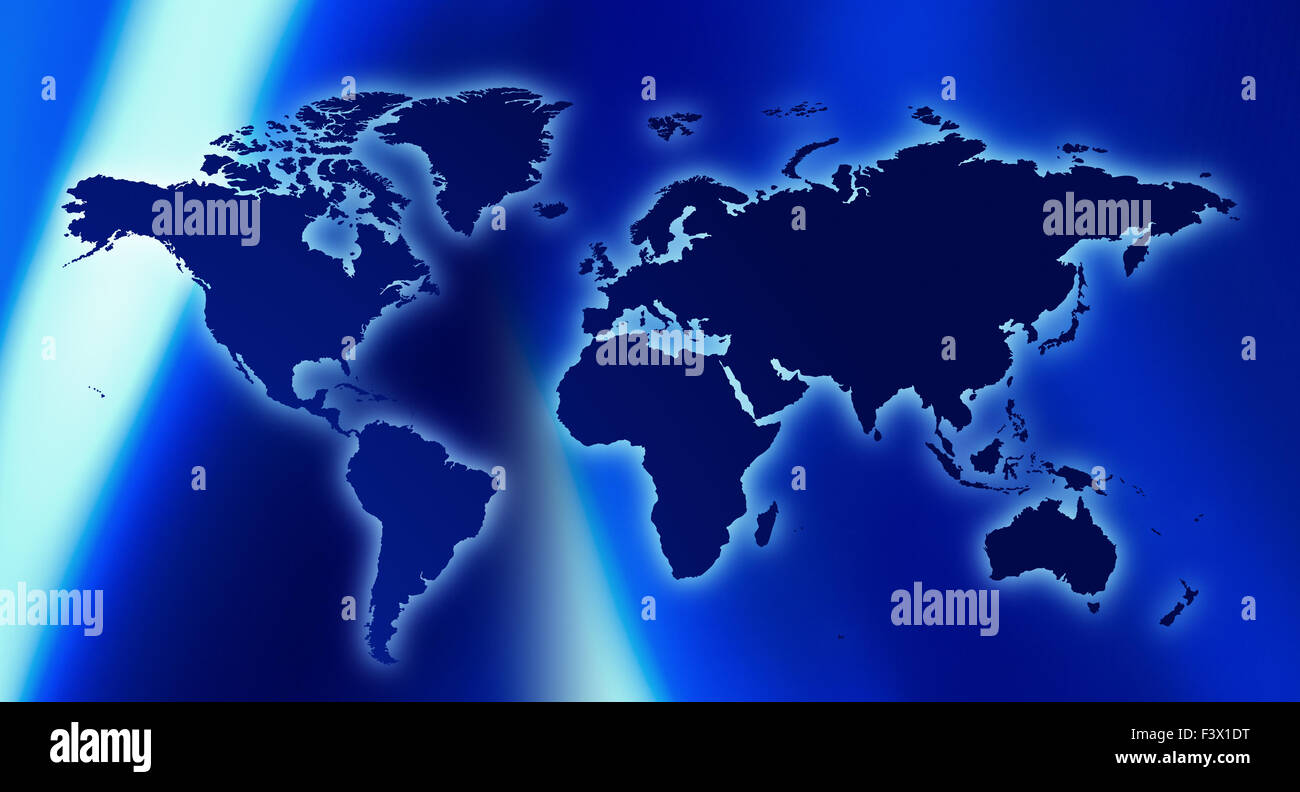 World map blue background Stock Photo - Alamy