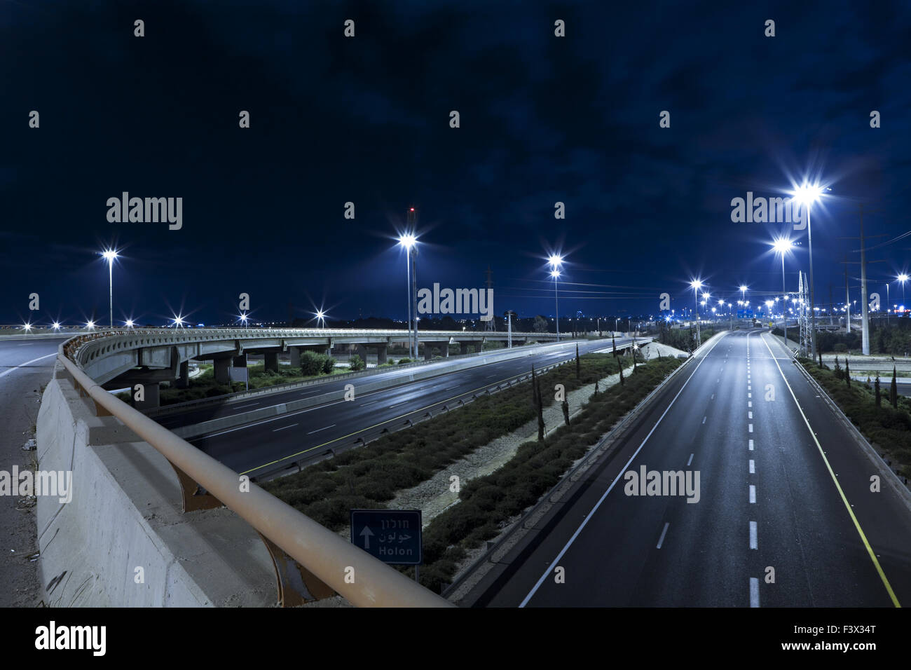 Empty freeway at night Stock Photo - Alamy