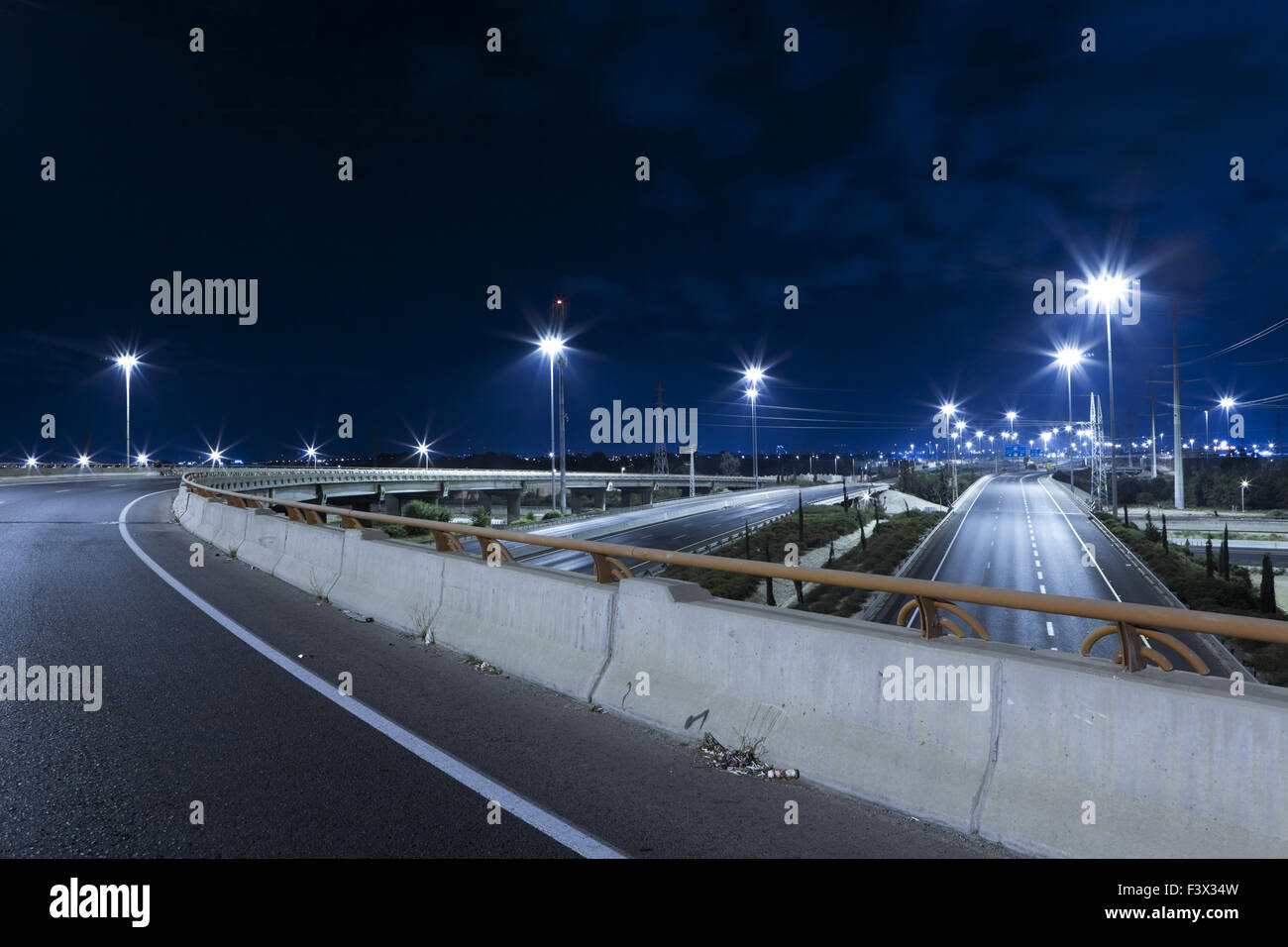 Empty freeway at night Stock Photo - Alamy