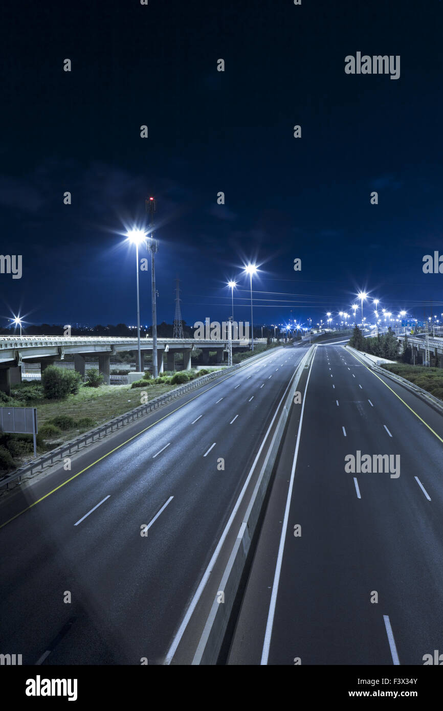 Empty freeway at night Stock Photo - Alamy