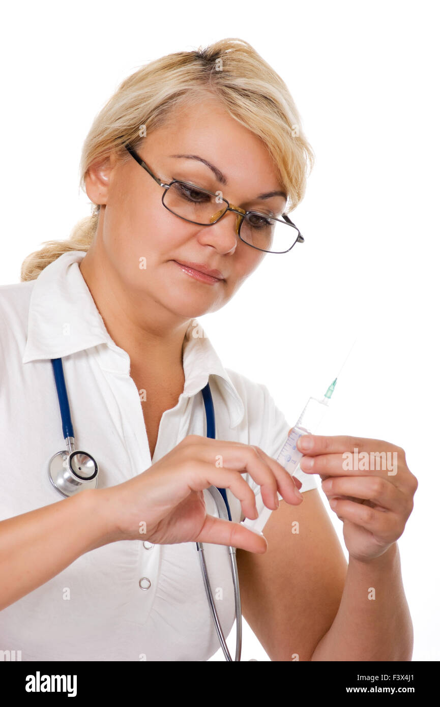 medical doctor woman with syringe Stock Photo - Alamy