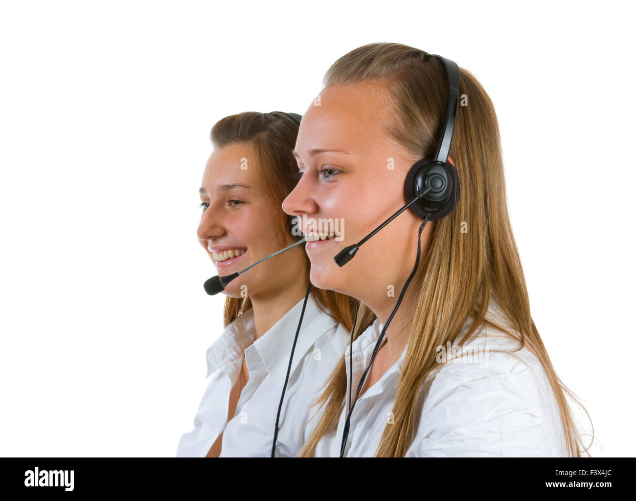 two young girls Operator call center Stock Photo - Alamy