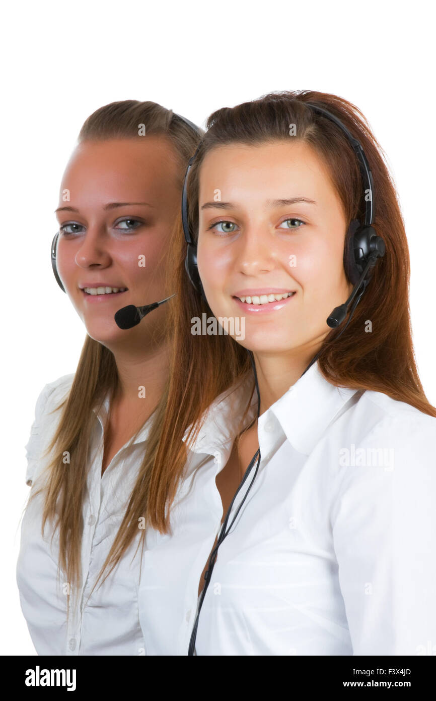 two young girls Operator call center Stock Photo - Alamy