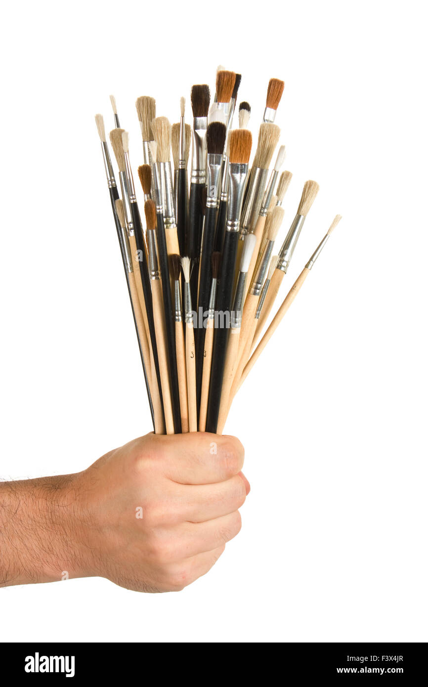 brush to draw in hand Stock Photo - Alamy