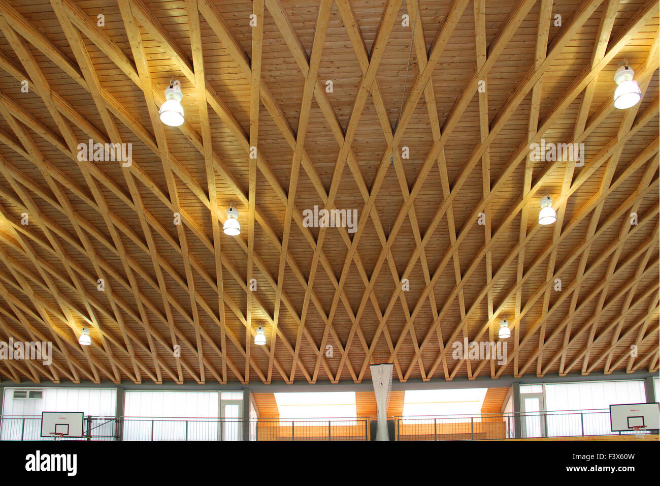 wooden ceiling of sport hall Stock Photo - Alamy