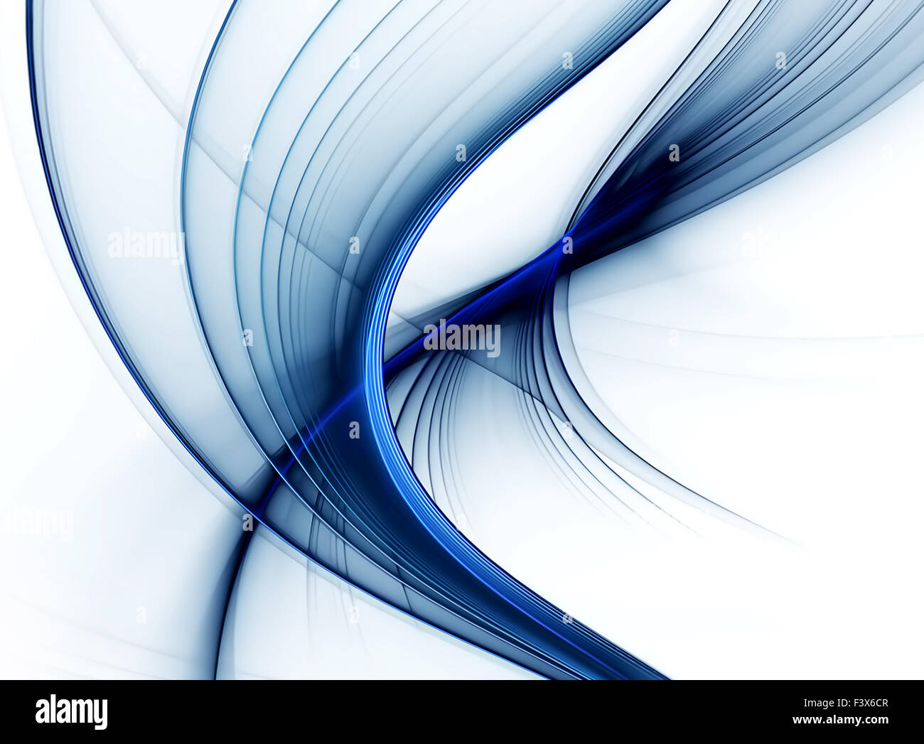 abstract blue stream, wavy lines on white Stock Photo - Alamy