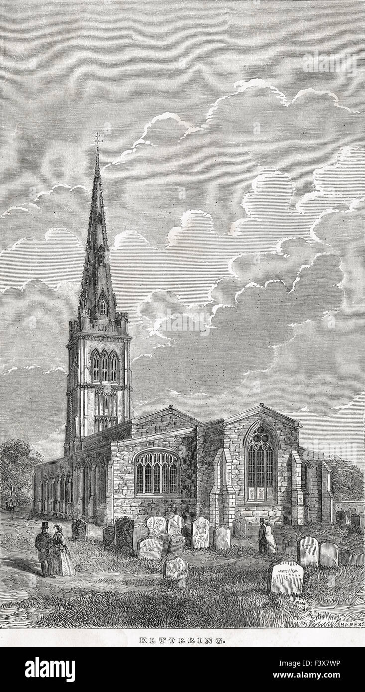Illustration of Kettering Church 1855 Stock Photo - Alamy