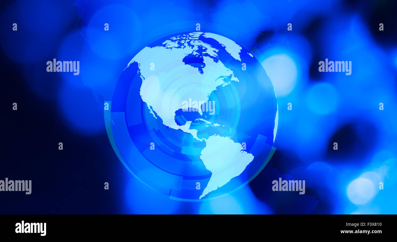 Global technology blue background Stock Photo - Alamy