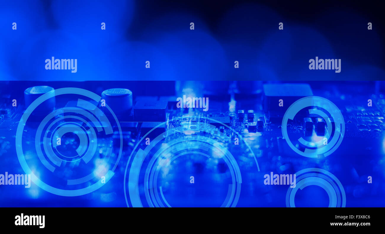 Computer hardware electronic blue background Stock Photo - Alamy