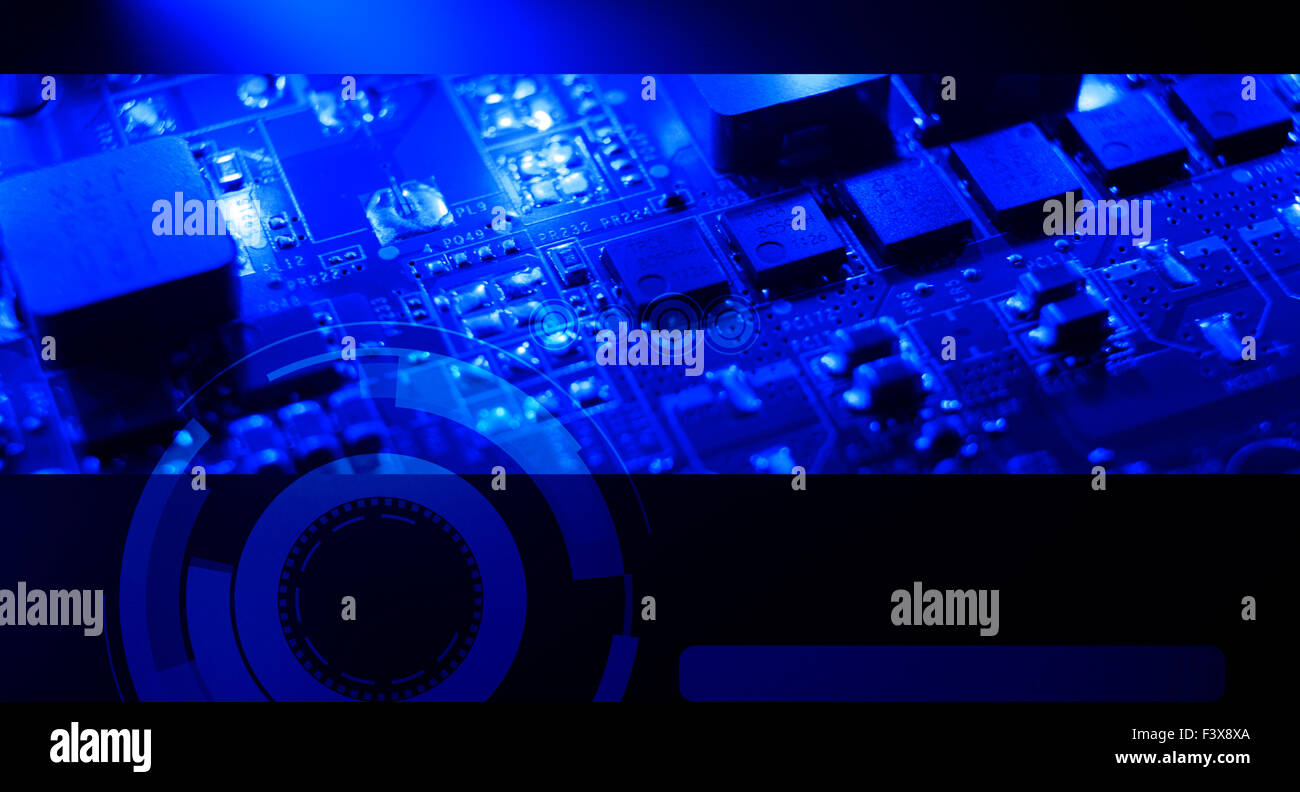 Computer electronic dark blue background Stock Photo - Alamy