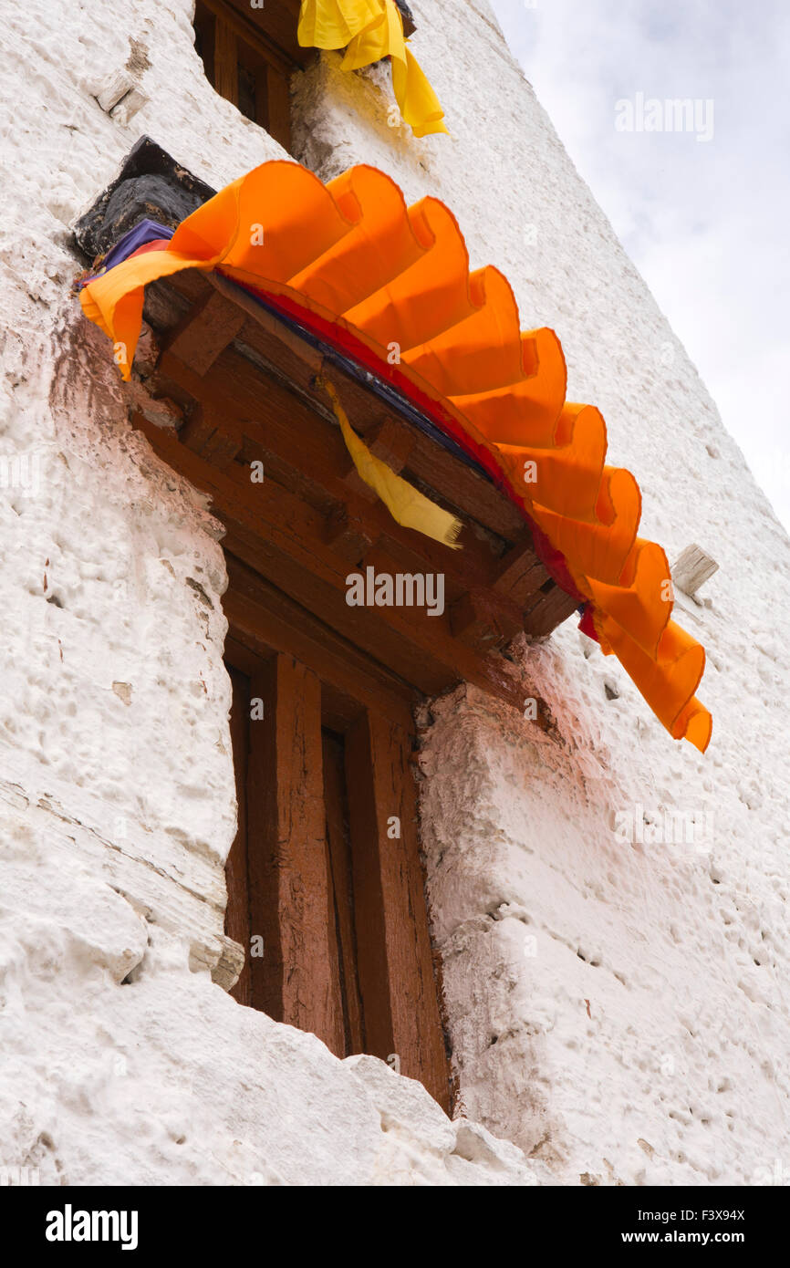 India, Jammu & Kashmir, Ladakh, Leh, Spituk monastery, colourful orange ...