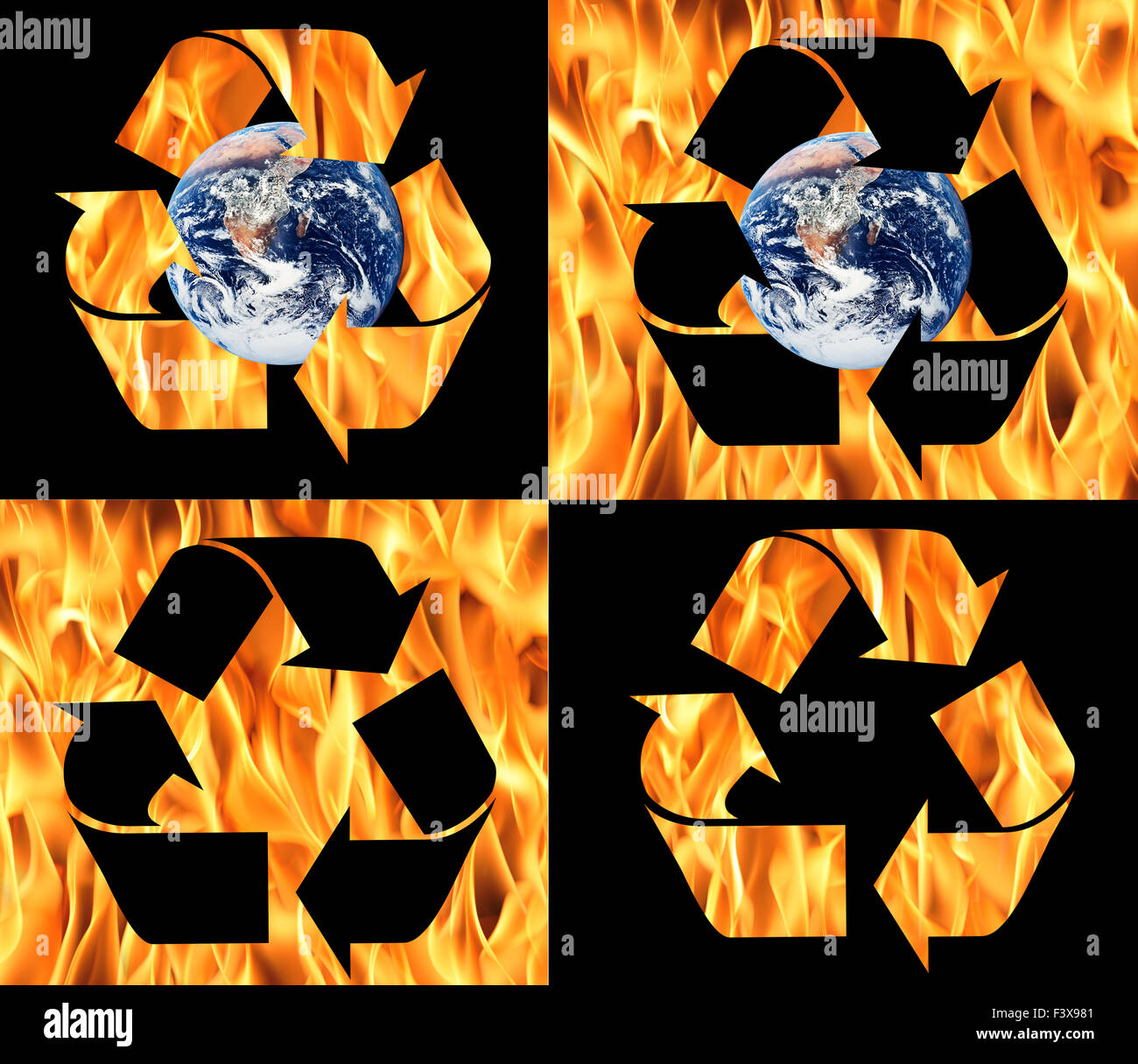 Recycle symbols made from fire Stock Photo - Alamy