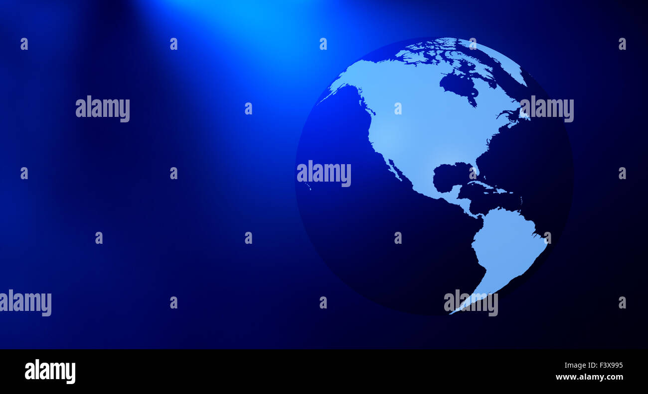 Blue world globe presentation background Stock Photo - Alamy
