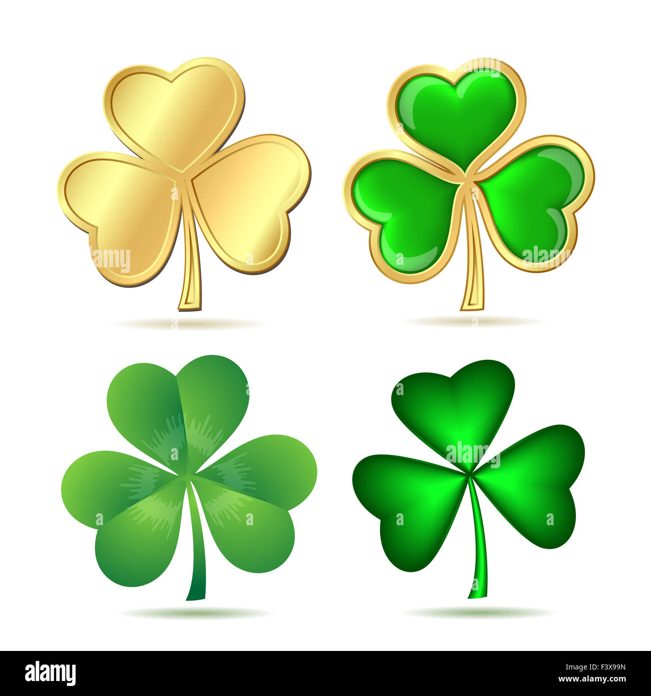 Set of clovers isolated on white Stock Photo - Alamy