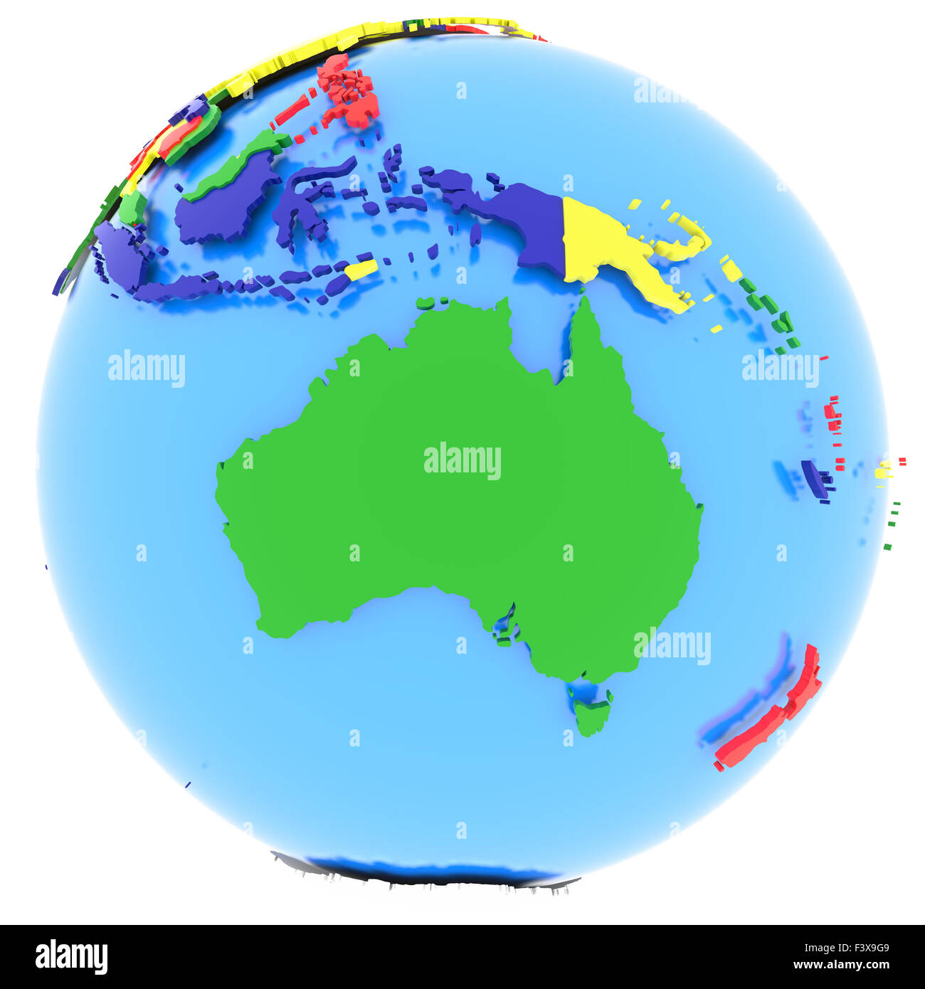Australia, political map of the world with countries in four colours ...