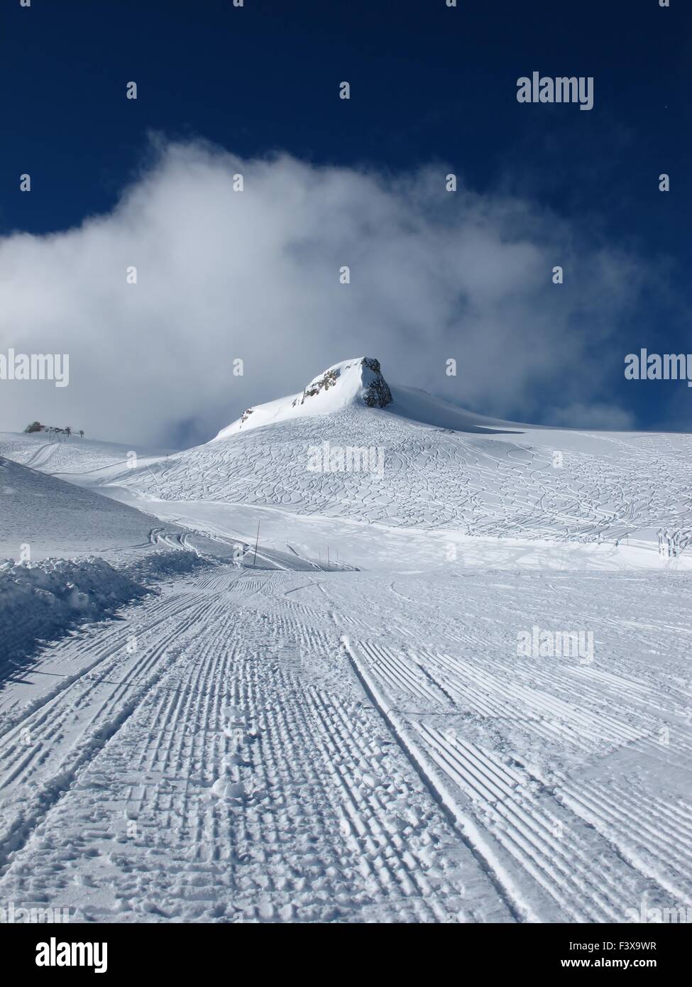 Ski slope and ski tracks Stock Photo - Alamy